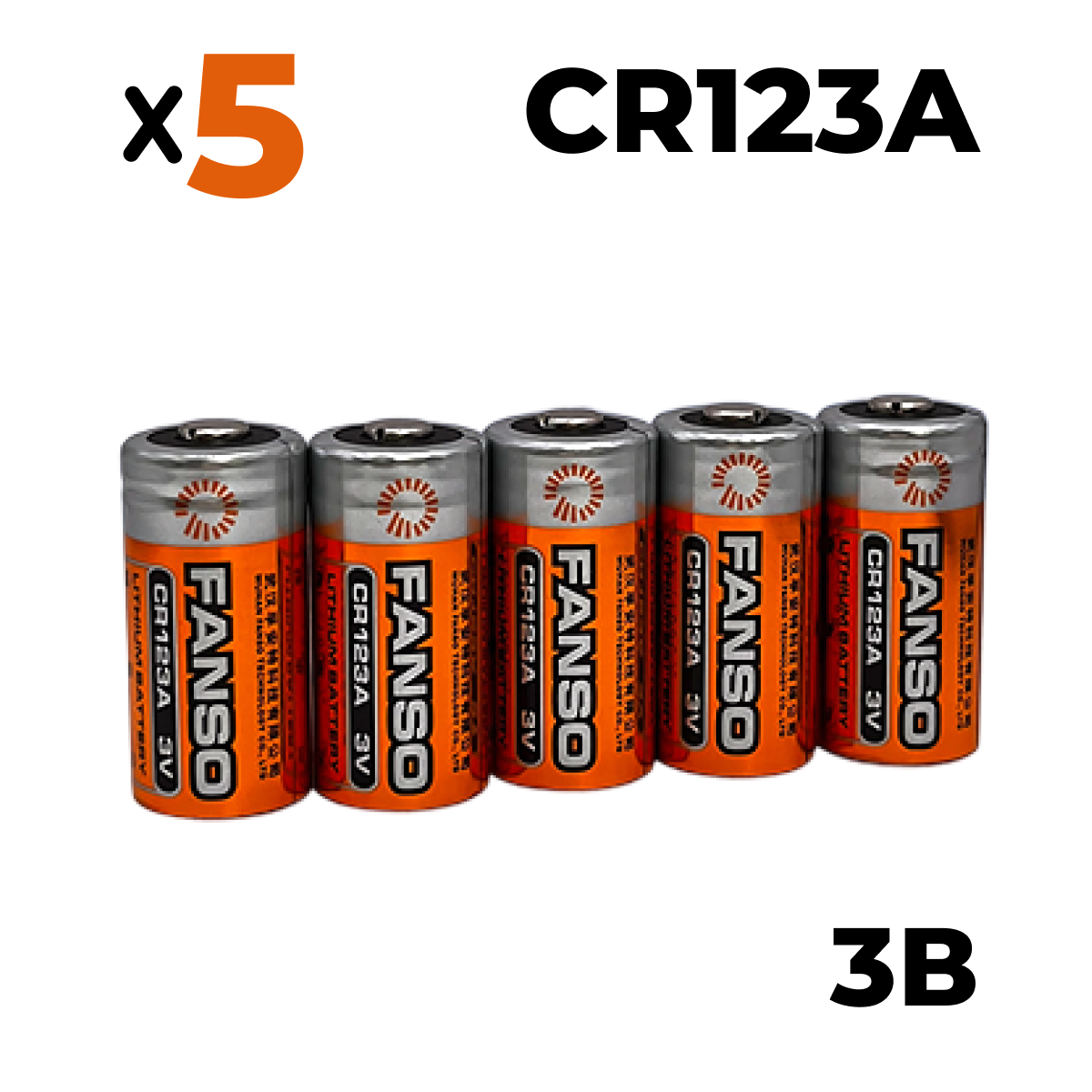 Батарейка литиевая FANSO CR123A , 3.0В, 5штук.