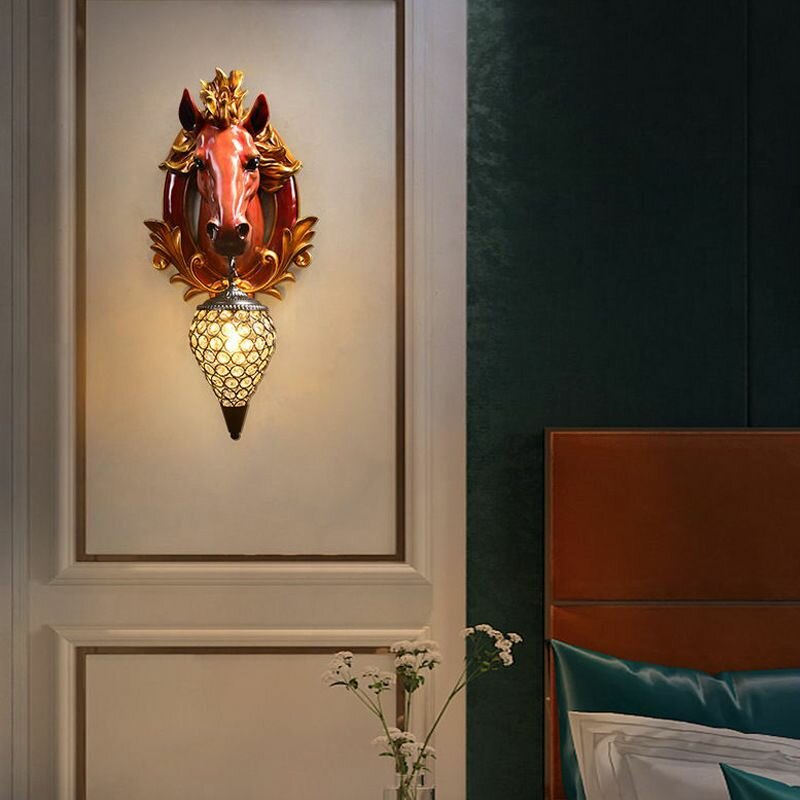 Современный настенный светильник в форме головы лошади, подходящий для гостиной, кабинета, коридора, лестницы отеля