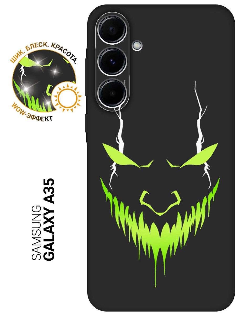 Силиконовый чехол на Samsung Galaxy A35 с принтом "Evil Face" матовый черный