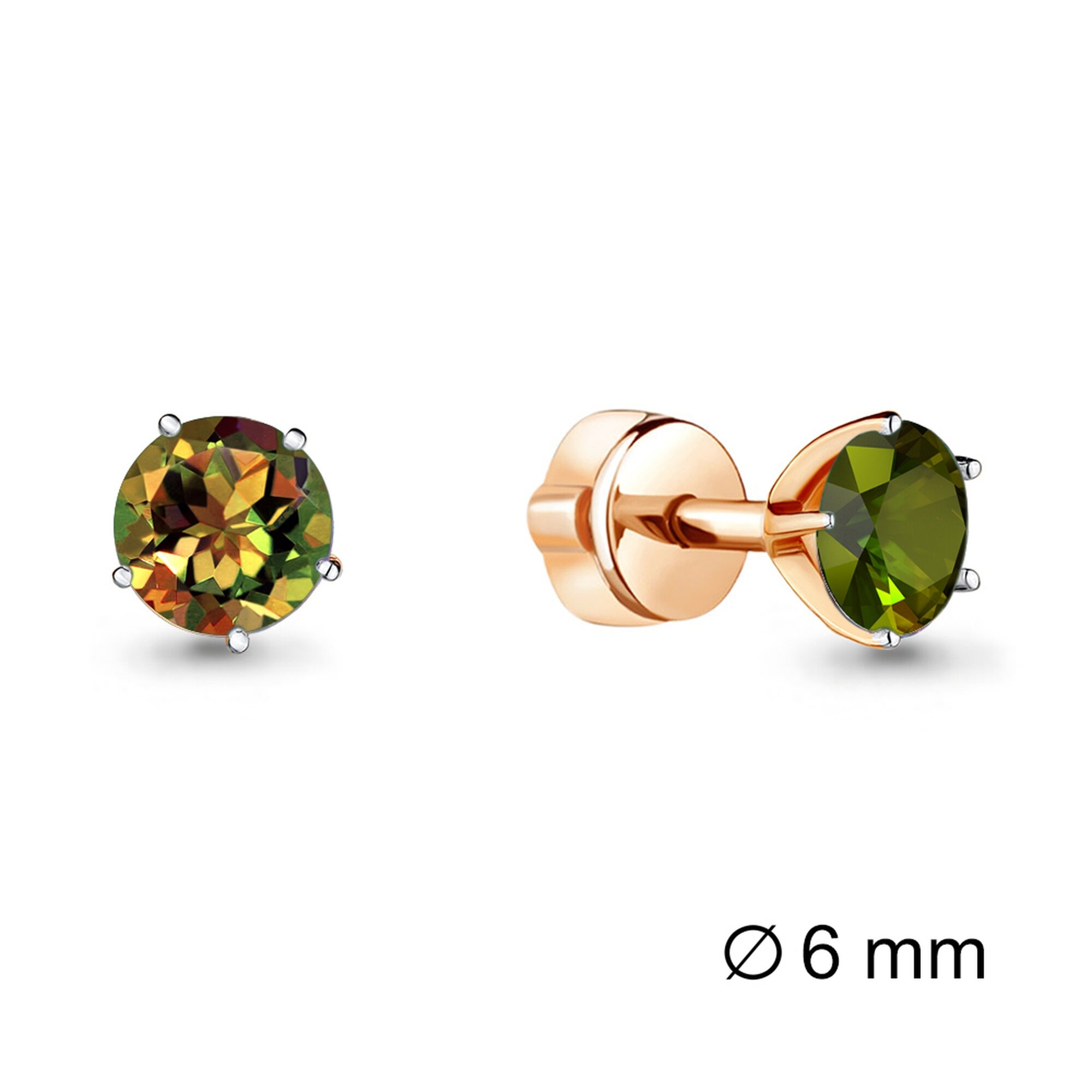 Серьги пусеты, серебро, 925 проба, золочение, султанит