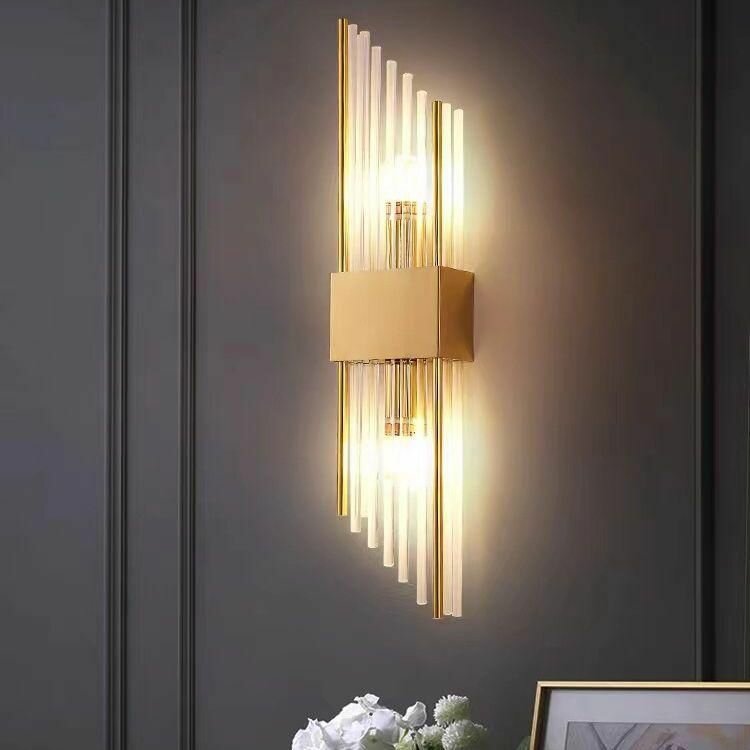 Современный роскошный золотой светодиодный настенный светильник бра для внутреннего оформления Гостиной Спальни лестницы