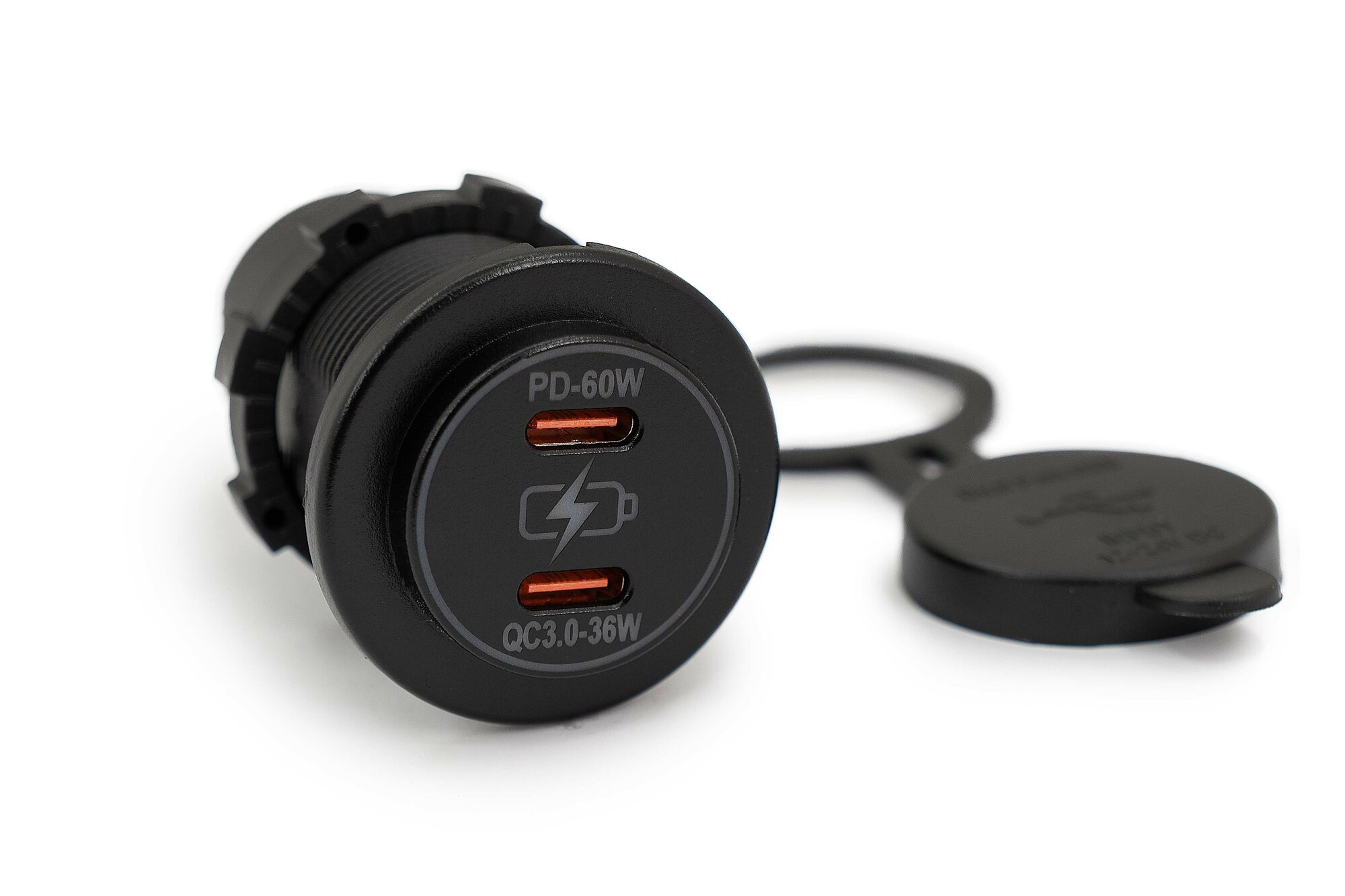 Розетка USB автомобильная врезная на 2 выхода USB Type-C (60W) + Type-C QC3.0 (36W)