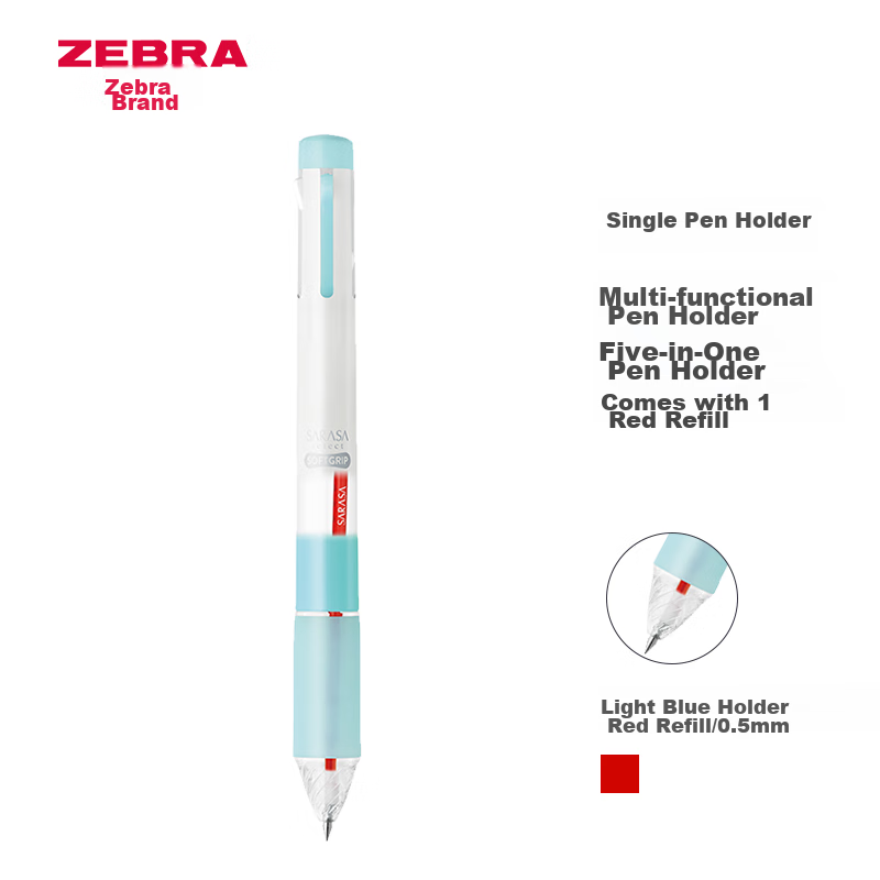 ZEBRA 5-Color Multifunctional Pen Barrel, SARASA Series Colored Gel Pen Barrel (Refill RNJK5), S5A25, Light Blue Barrel