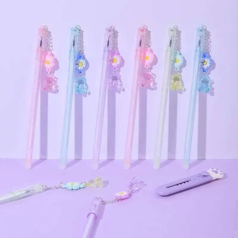 1 шт. канцелярские товары Lytwtw милый цветок медведь гелевая ручка с подвеской школьные офисные принадлежности креативная Милая стираемая ручка