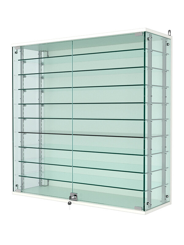 Витрина "атриум" с регулировочными полками настенная №4-2Г-РЕГ, Белый