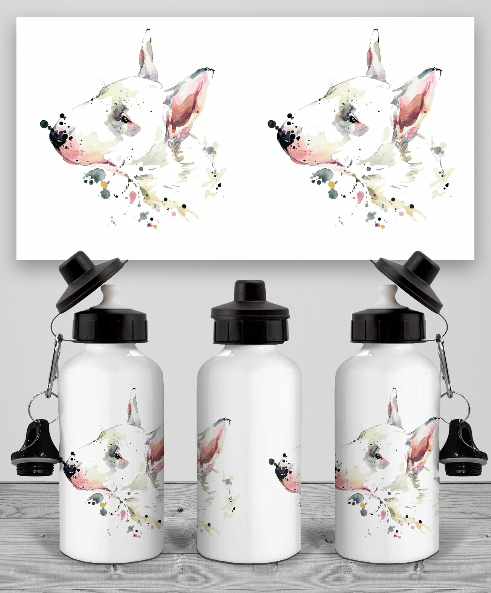 Бутылка Бультерьер белый (с черными пятнами у морды)