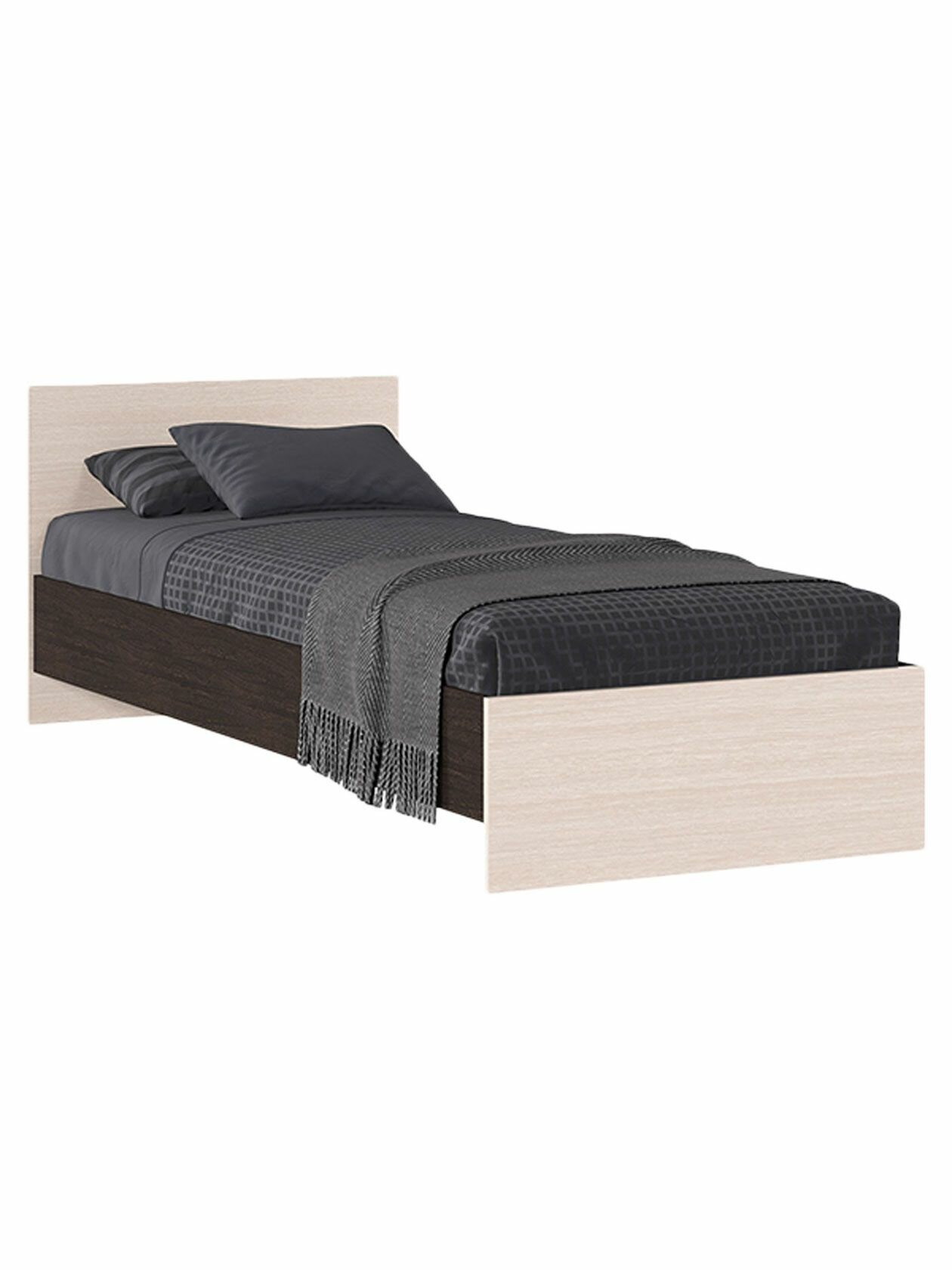 Односпальная кровать Бриз 80х200 см, деревянная, с основанием настил, Венге / Дуб Белфорт