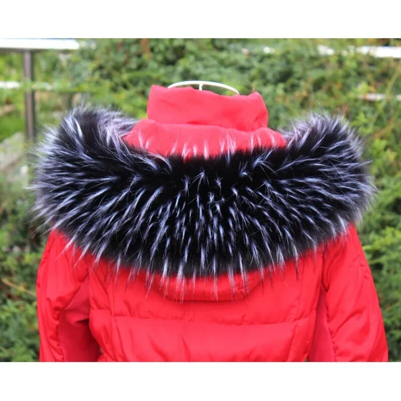 Qearlstar 2025 Новый мех воротник фальшивый ракон лисица мех роскошный женщины мужчины детские шарфы пальто капюшон декор одежда аксессуары обгортки FY502,200,18, искусственный мех, полиэстер,