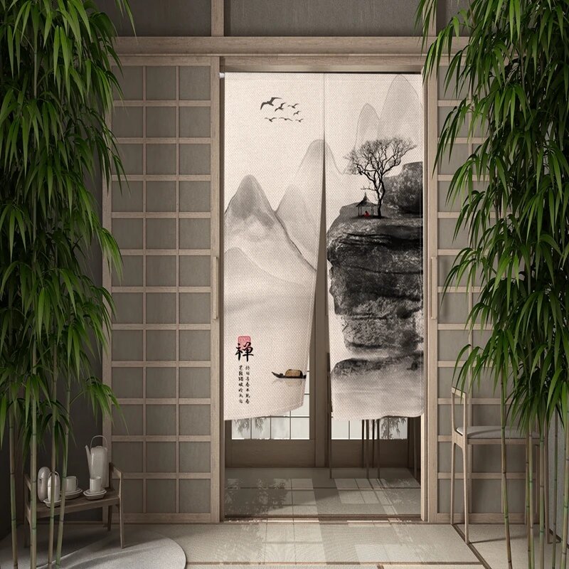Занавеска на дверь Китайская пейзажная 85x150cm, Цвет: 12
