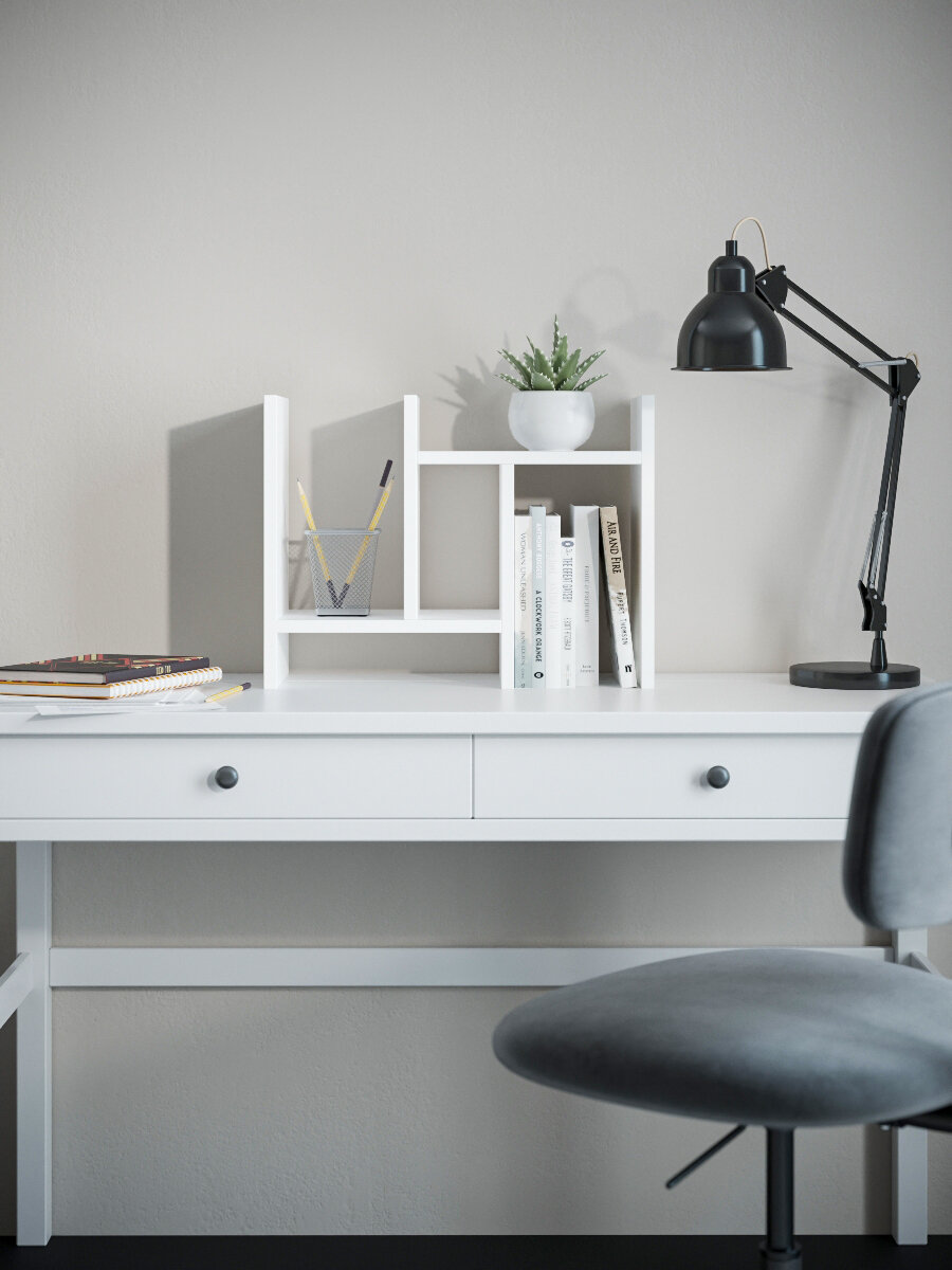 Настольная полка трансформер из ЛДСП Фабрика Стиль Дуо, 312х200х366 мм, белый, 2 шт