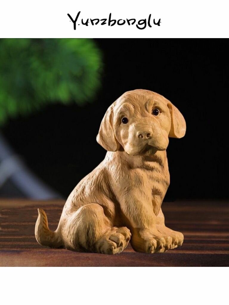 Yunzhonglu Золотистый ретривер, Натуральная древесина, Туя восточная, Резьба по дереву