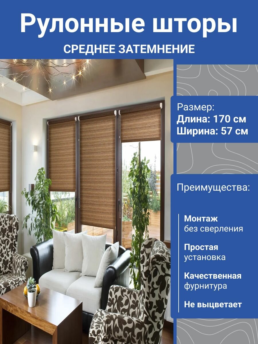 Рулонная штора Delfa СРШ-01М-2302 61(57)/170 57х170 см. Жалюзи на балкон, на кухню, в спальню.