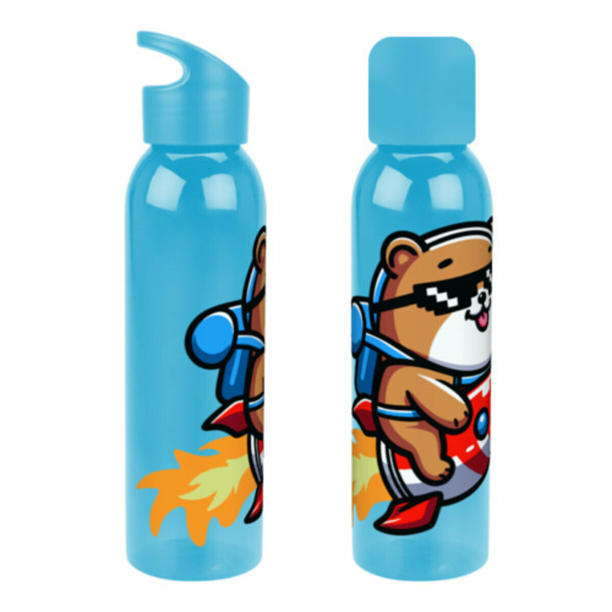 Бутылка для воды «Медведь на ракете» (голубой)