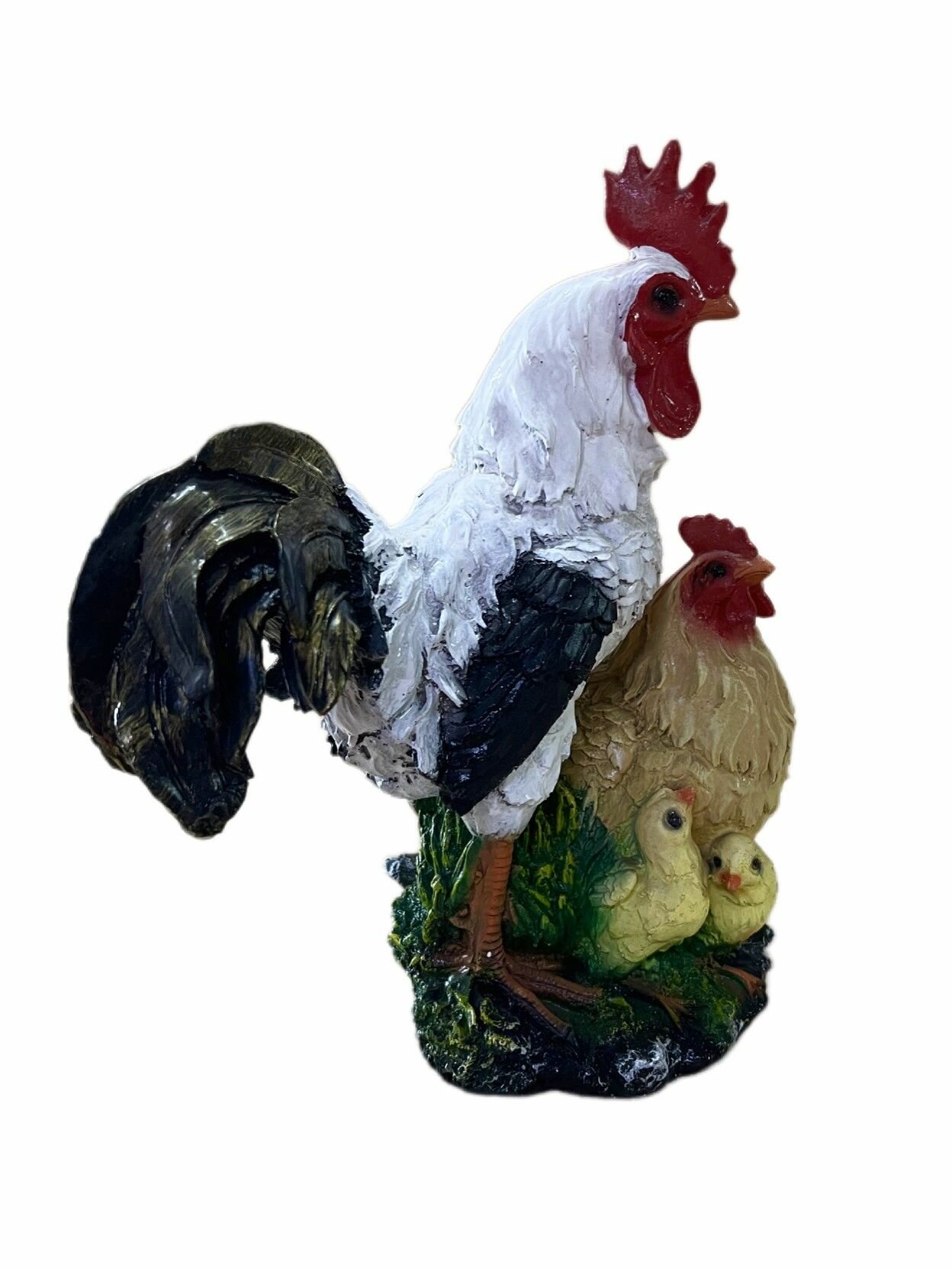 Петух с курицей и цыплятами Н-26 L-24cм