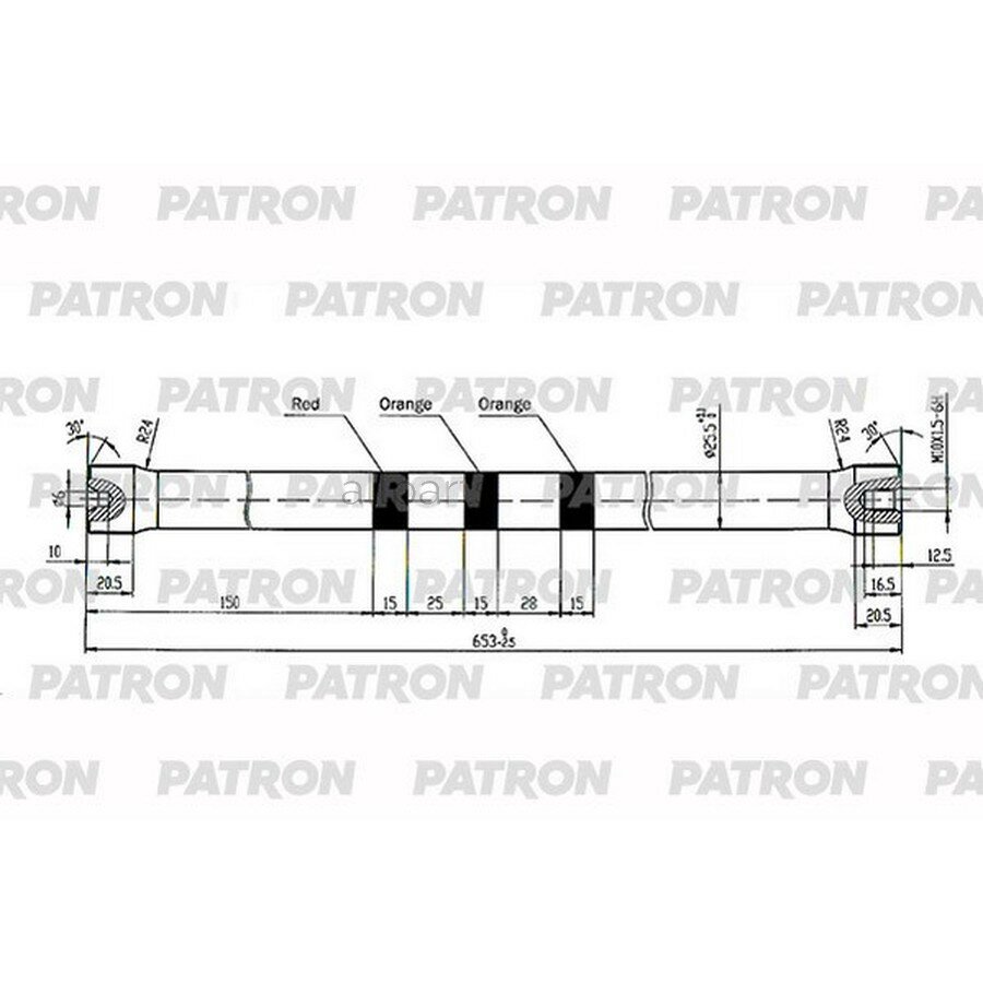 PATRON PTB1011 Торсион левый RENAULT 19, Megane, Kangoo (KC0) (FC0) L653мм d25,5мм 30-31 зуб.