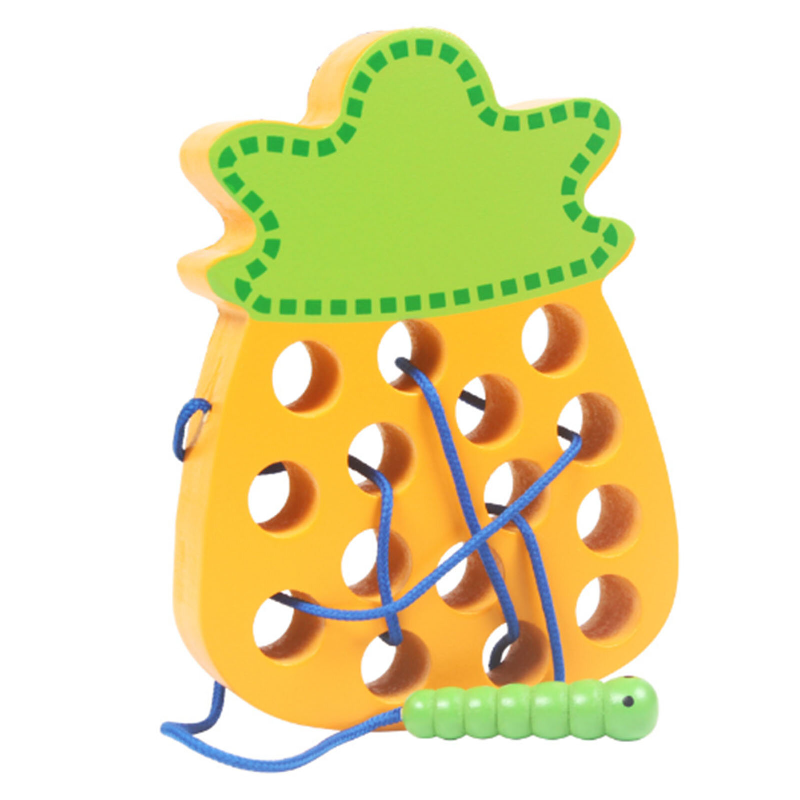 Деревянная игрушка для шнуровки и нанизывания ниток в стиле Монтессори: червяк, поедающий фрукты, дорожная игра для нанизывания ниток, развивающая игрушка для детей раннего возраста: ананас.