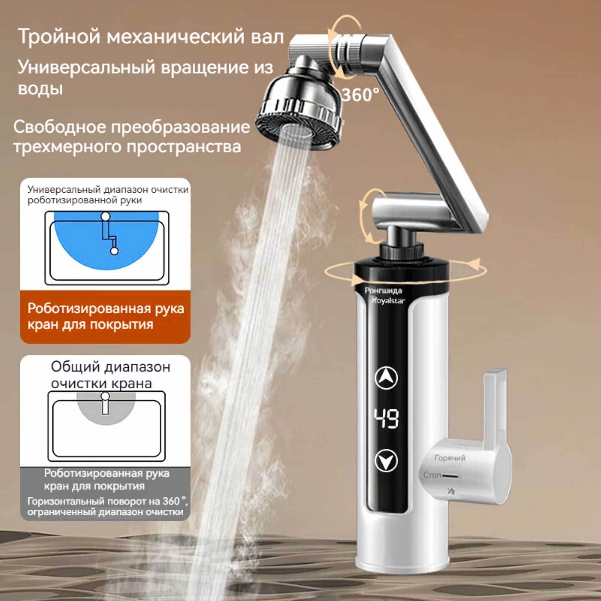 Электрический смеситель Royalstar, 40*10*10 см, черно-белый, модель: RS11X-34