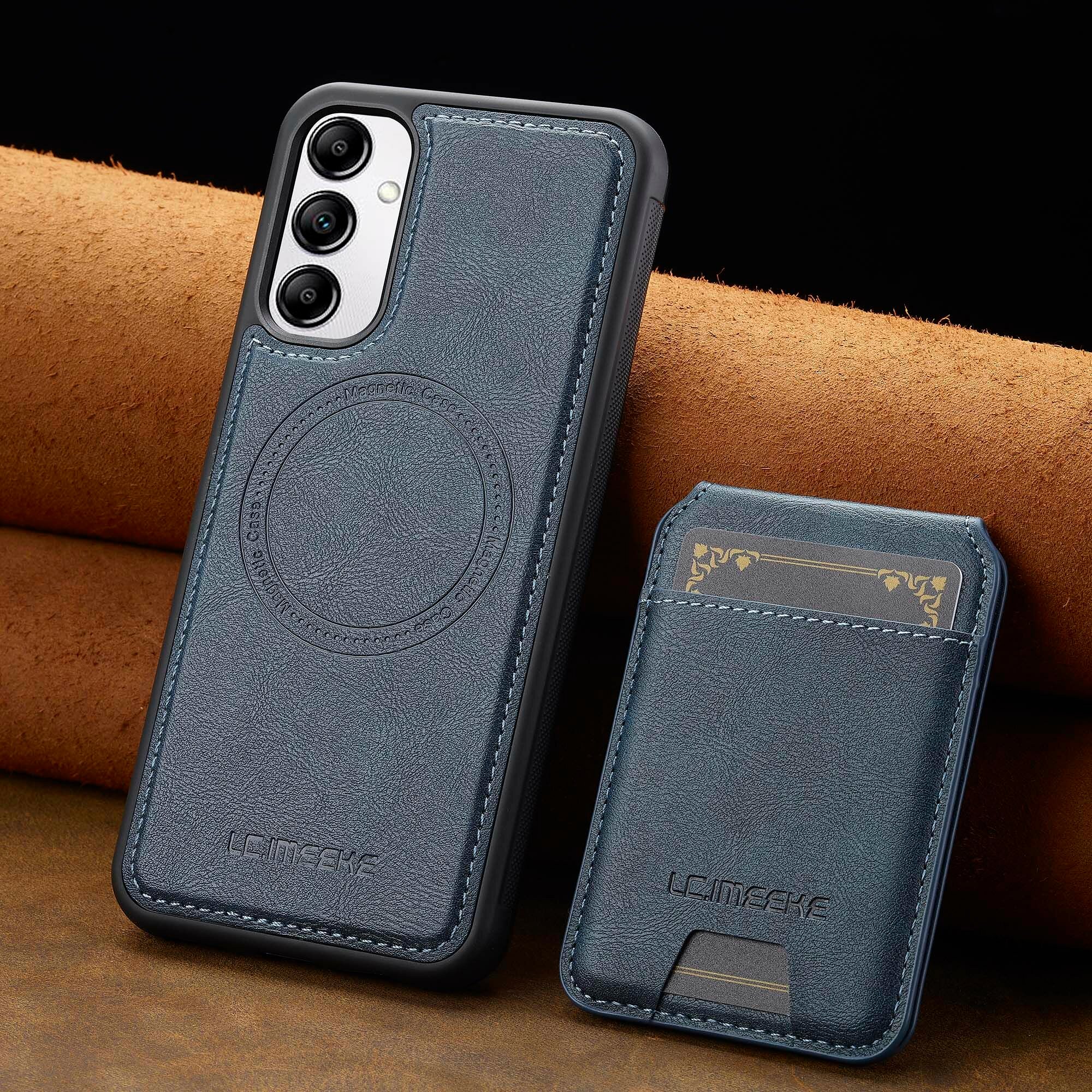 Кожаный чехол для Samsung Galaxy A34 5G / Самсунг Галакси А34 5G со съемным держателем для карт 2 в 1, сильными магнитами, поддержкой беспроводной зарядки, защитой RFID