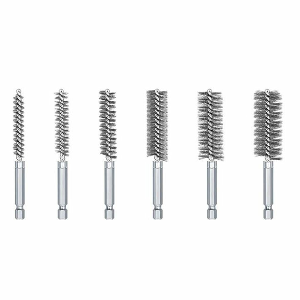 6 кусочков многофункциональная щетка для очистки труб с ручкой 1/4 дюйма шестнадцатеричного хвостовика электрического удара.