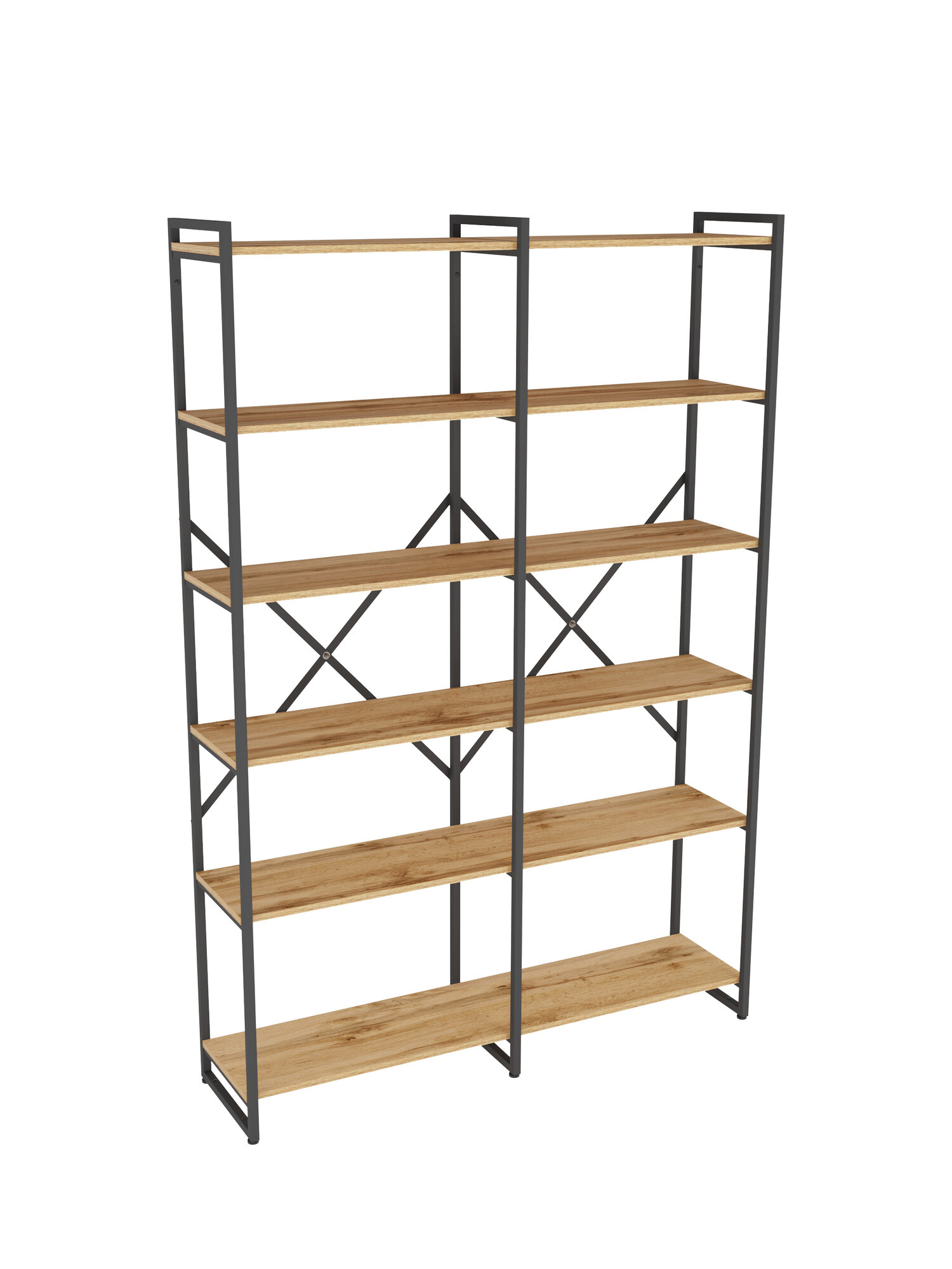 Стеллаж "Ньют XL" (дуб вотан), металлический каркас, 6 полок