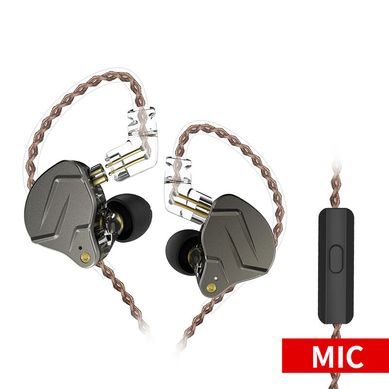 KZ Acoustics ZSN Pro с микрофоном, серый, проводные наушники