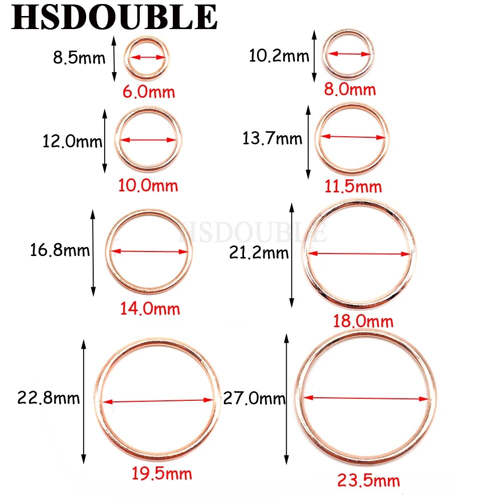 Металлические кольца HSDOUBLE, 12mm, Rose Gold
