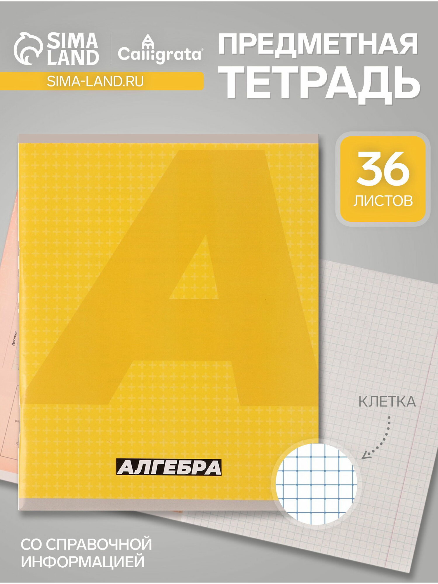 Предметная тетрадь по алгебре. MonoTone, 36 листов, в клетку, со справочным материалом, обложка из мелованной бумаги, 15 шт.