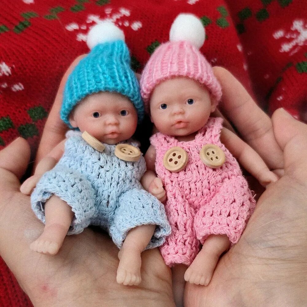 Куклы-реборн 4.5 "Двойняшки Полностью силиконовые куклы-реборн Мини-крошки-младенцы-девочка и мальчик