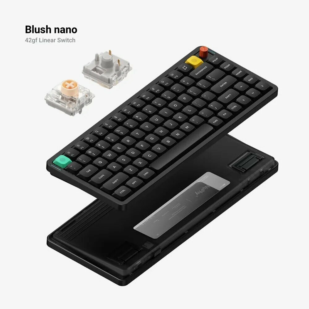 NuPhy Игровая клавиатура беспроводная Air75 V3 Blush Nano Silent Switch, Английская раскладка, черный, слоновая кость