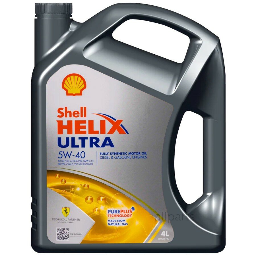 SHELL 550073588 Масло моторное Shell Helix Ultra 5W40 SN+A3B4_4*4L