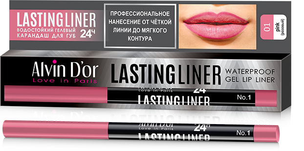 Alvin D'or, Карандаш для губ гелевый водостойкий LASTINGLINER (тон 01 Розовый)