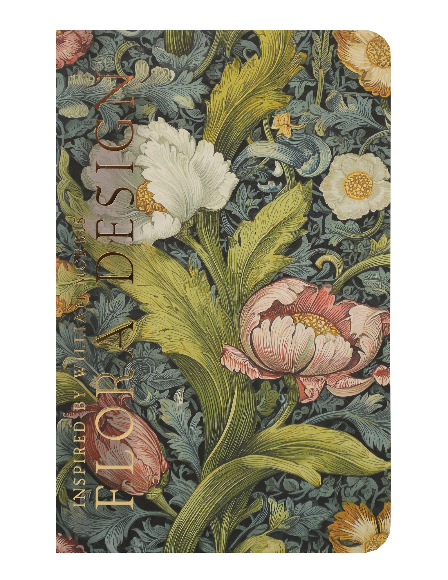 Книга для записей 130*210 32л "FLORA DESIGN. Inspired by William Morris (белые и розовые цветы)" скрепка