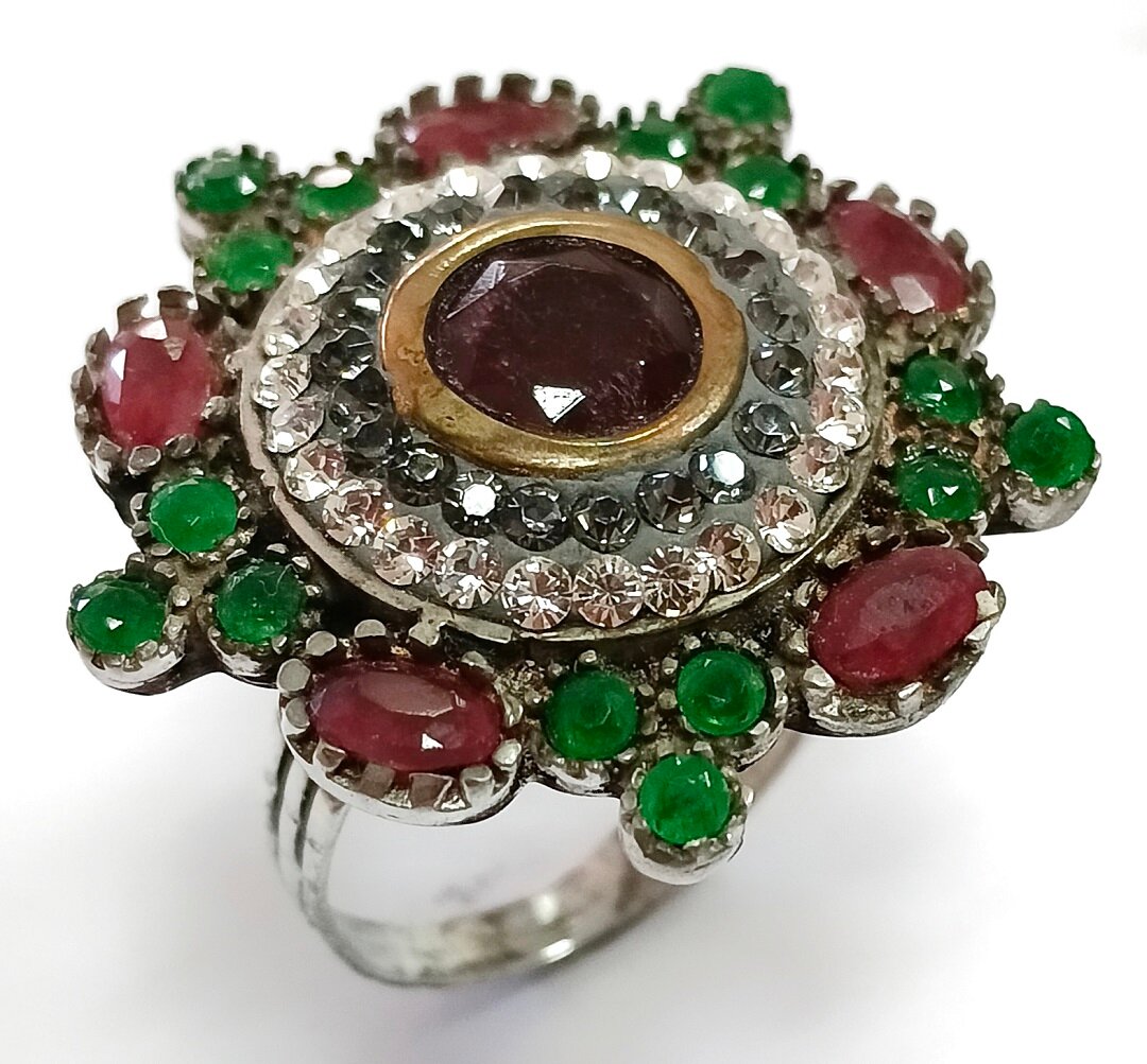 Перстень, серебро, 925 проба, кристаллы Swarovski, агат