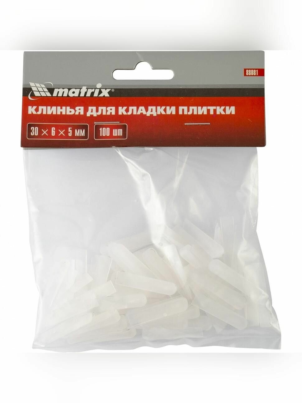 Клинья, 30 х 6 х 5 мм, для кладки плитки, 100 шт Matrix 88081