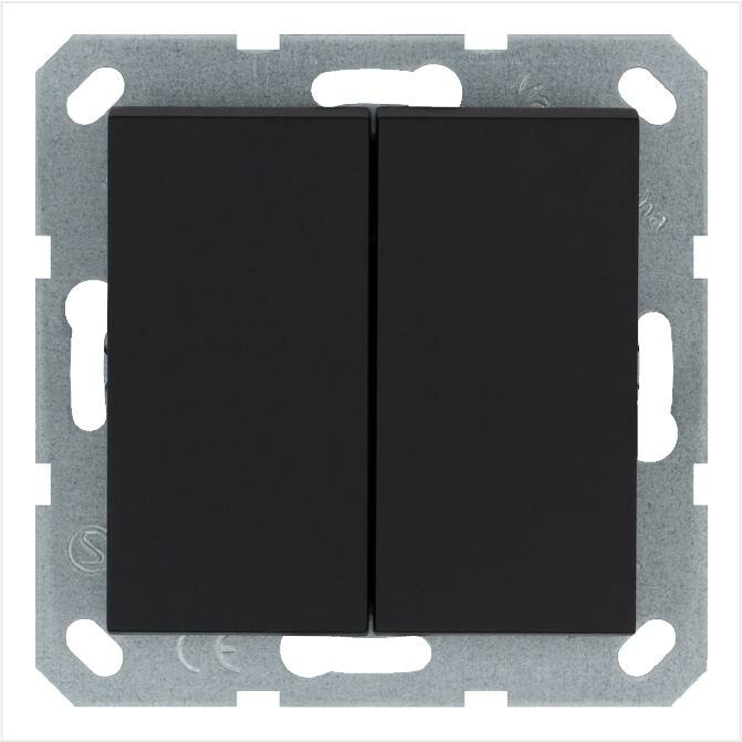 Переключатель перекрестный 2-кл. 10А IP20 механизм черн. матов. soft touch Jasmart G3014PB
