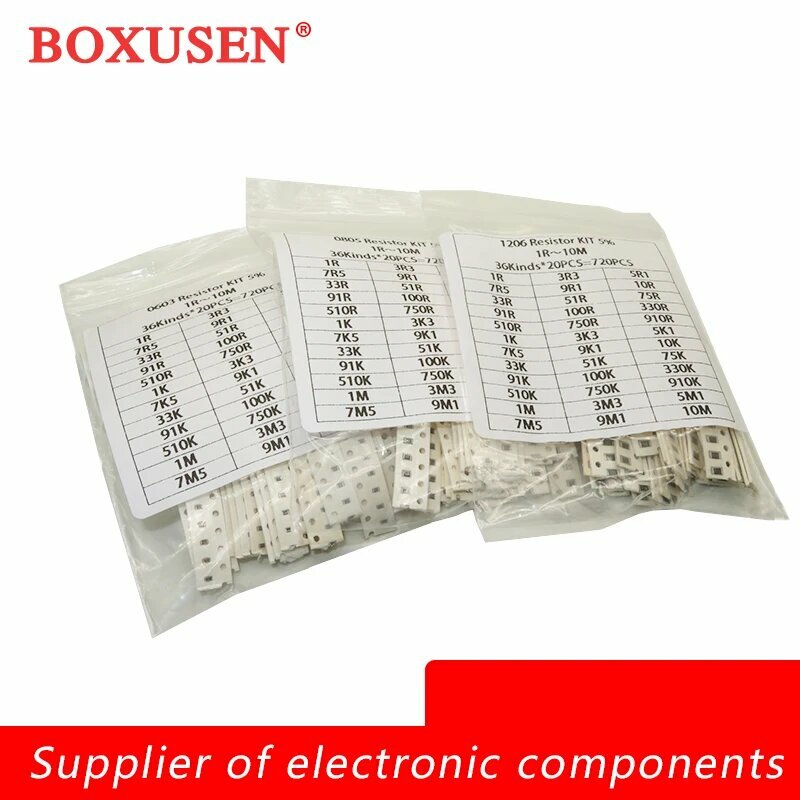 BOXUSEN Набор резисторов SMD 1206 1 Ом-10 МОм