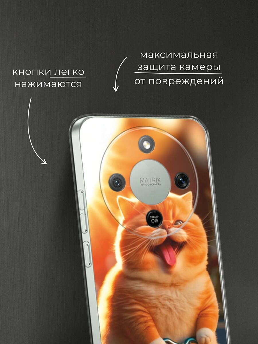 Силиконовый чехол на Honor X9d / Хонор X9d с принтом Кот на велике — фото 1