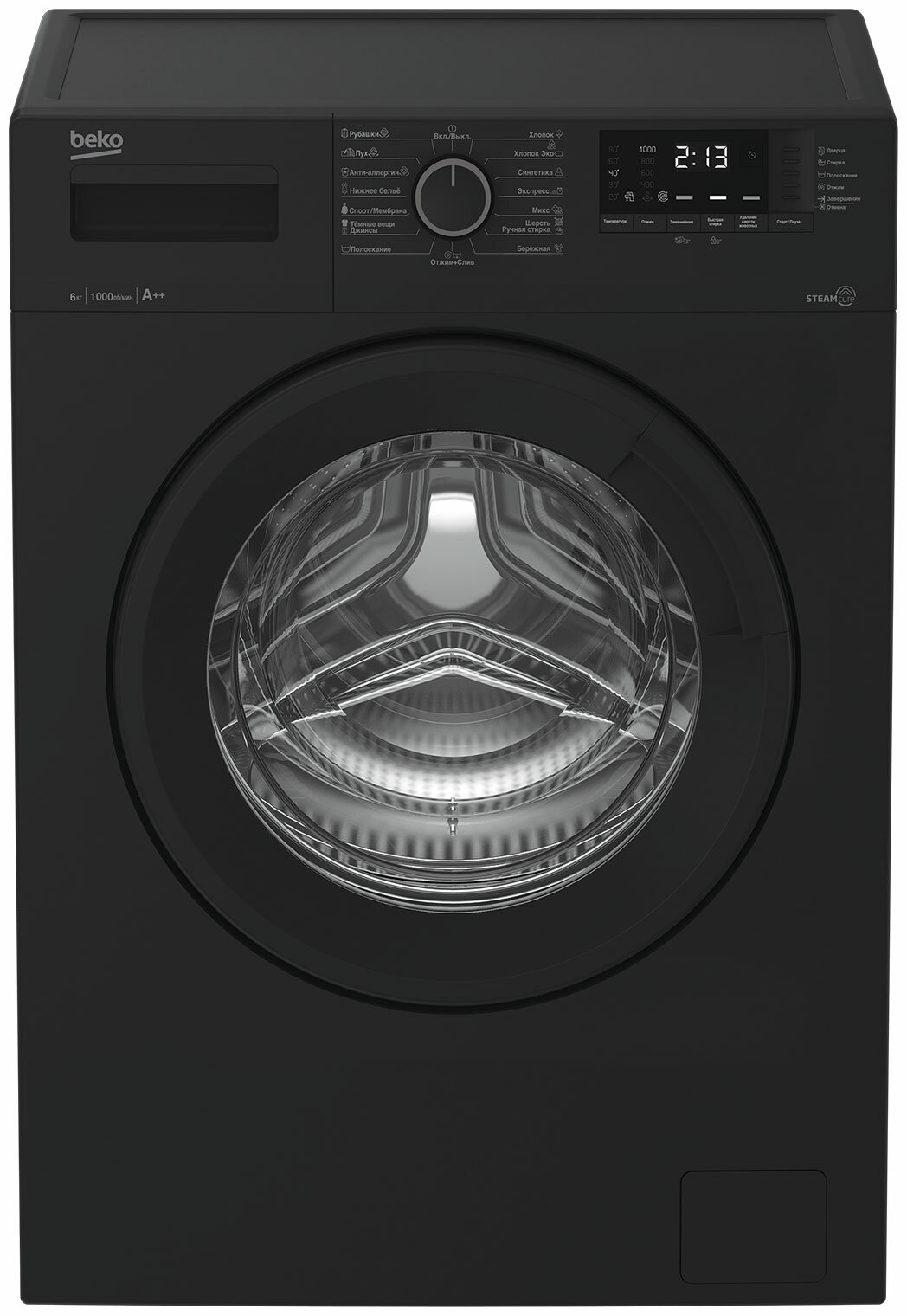 Стиральная машина Beko WSRE6512ZAA BY, 6 кг, 1000 оборотов, антрацит