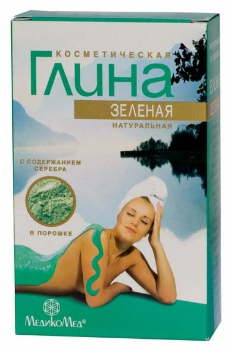 Косметическая глина Медикомед зеленая натуральная, в порошке, 100 г