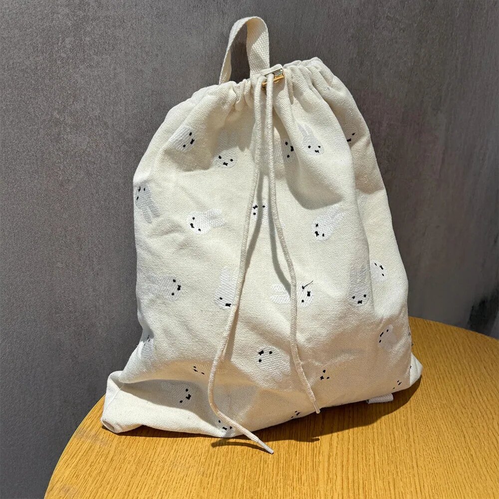 Новый милый рюкзак Kawaii Miffy с принтом мультяшного кролика, холщовая сумка-мешок в простом стиле, подарок для девочки — фото 1