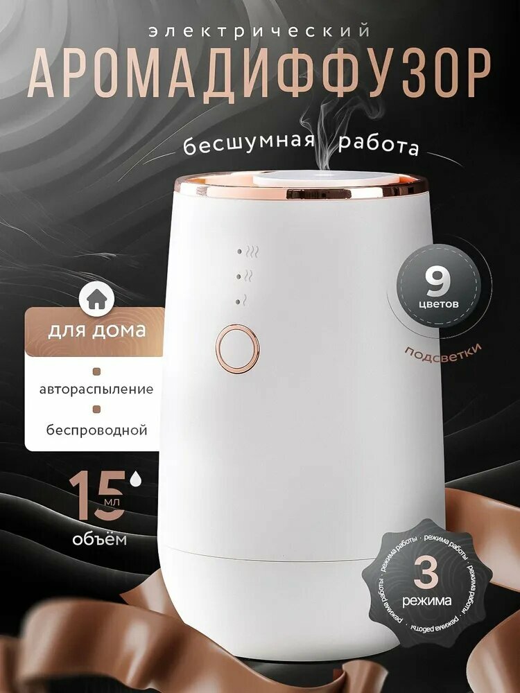Аромадиффузор для дома автоматический, беспроводной, электрический, бесшумный, универсальный, диффузор, аромадиффузор с лэд подсветкой