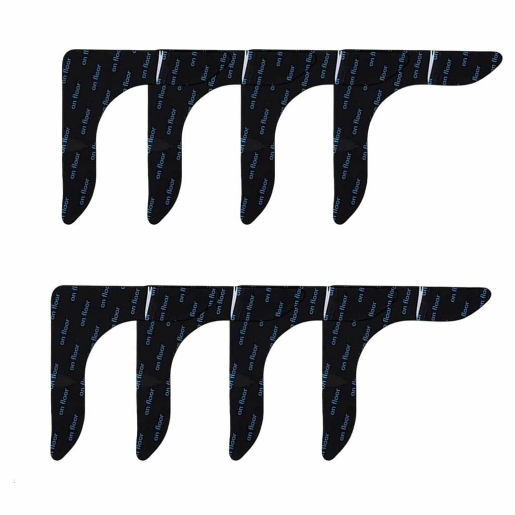 1 комплект из 8 штук черных нескользящих наклеек для ковра-прямоугольные L-образные 123-123 мм