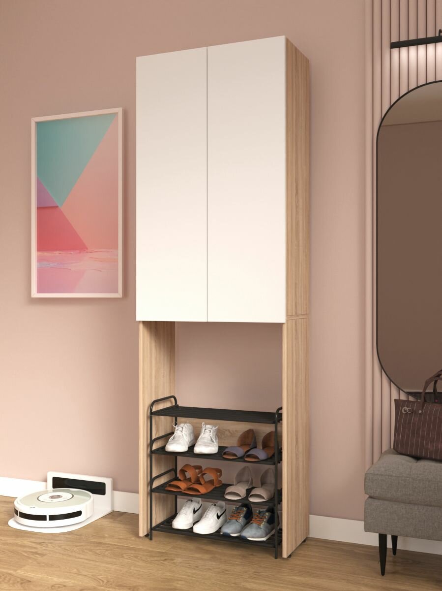 Шкаф в прихожую закрытый Дуб-Белый