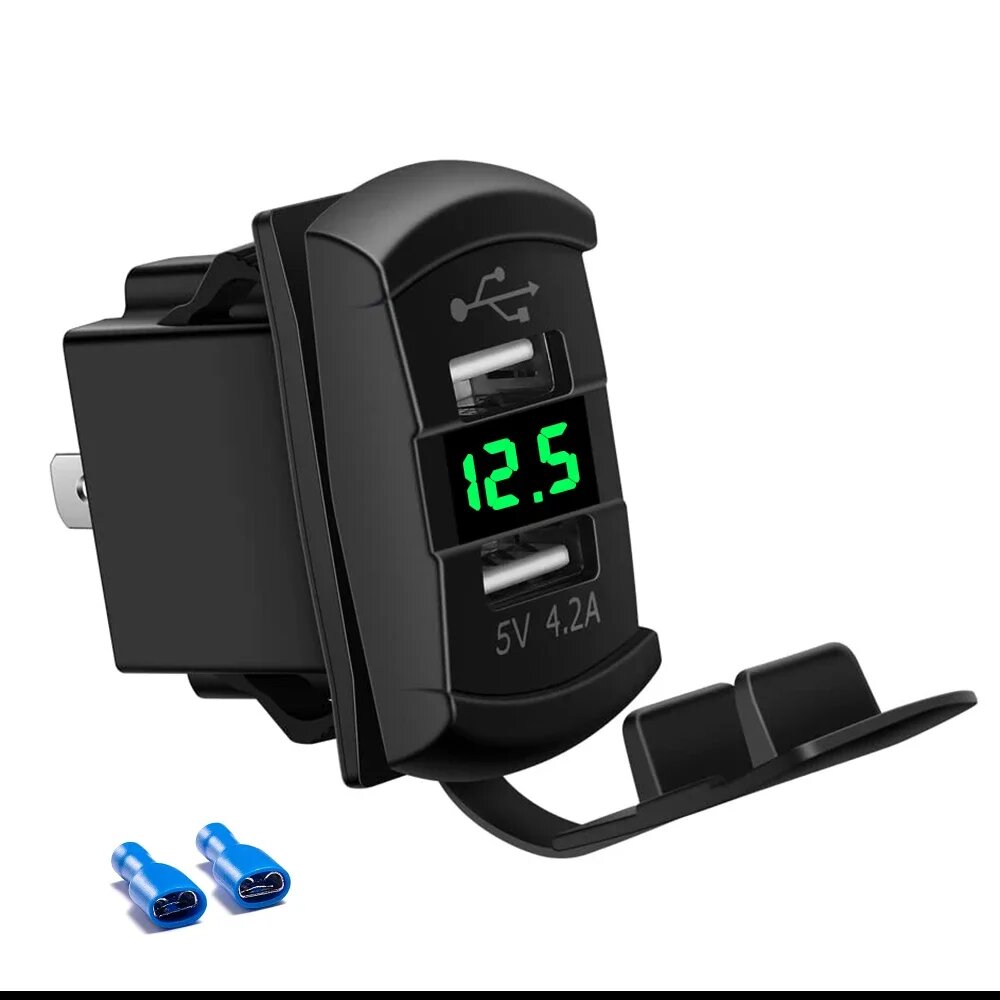 Универсальное зарядное устройство с двумя USB-портами, 3,1 А, 12-24 В Green