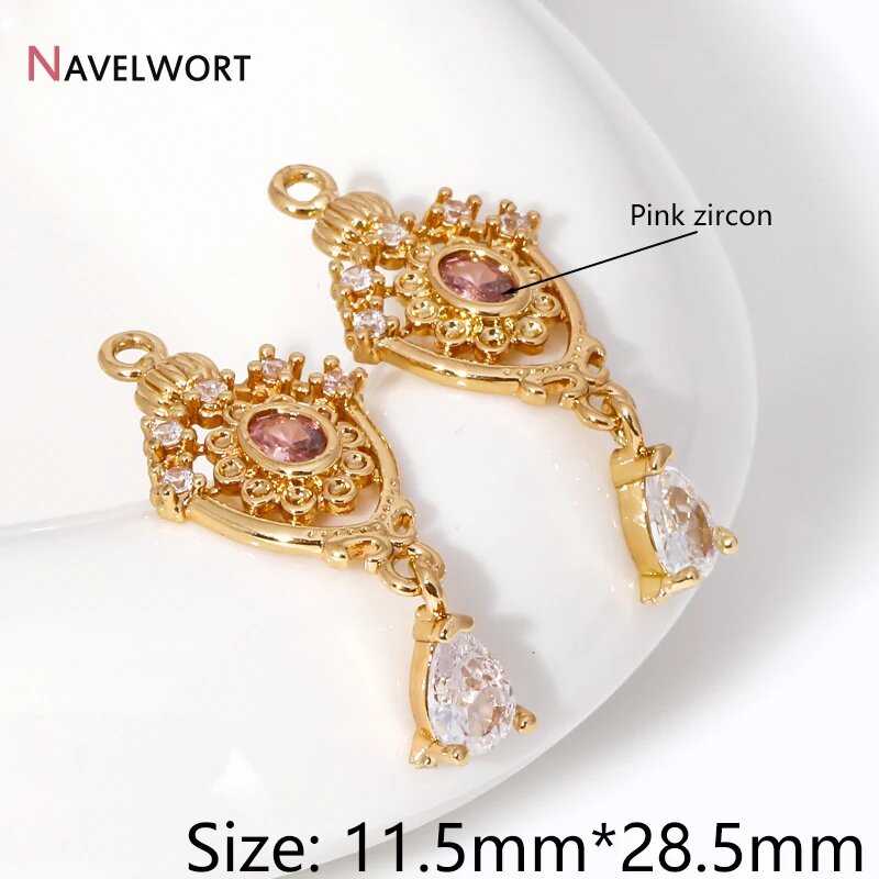 NAVELWORT Золотые позолоченные подвески-короны 2/4/6 шт. 2 piece, 18K gold plated