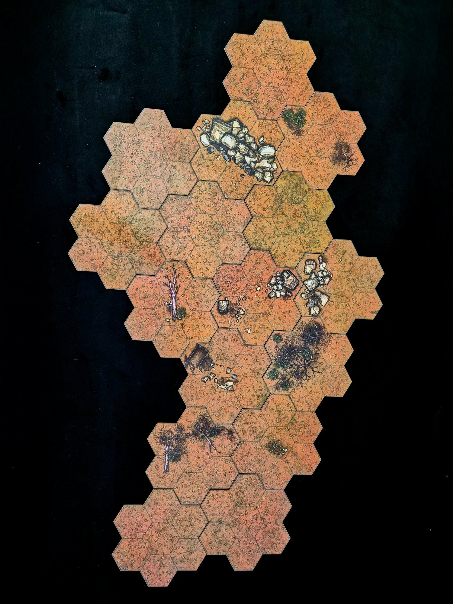 Модульные гексагональные поля, террейн, батлмап для настольных игр и варгеймов (16 тайлов в комплекте)