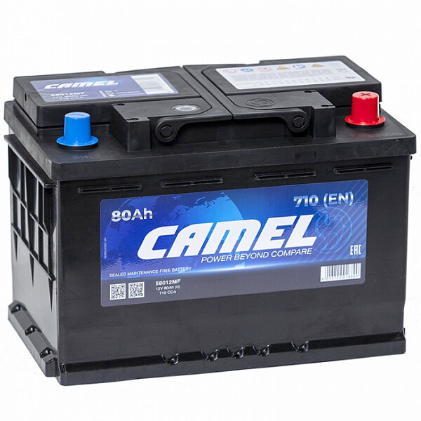 Аккумулятор автомобильный CAMEL 58012MF 80Ah 710A ОП 278x175x190