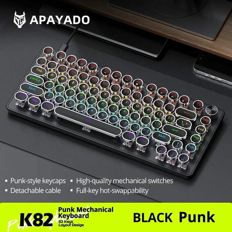 APAYADO K82 Механическая Клавиатура 75% Красная Red Switch, Black punk