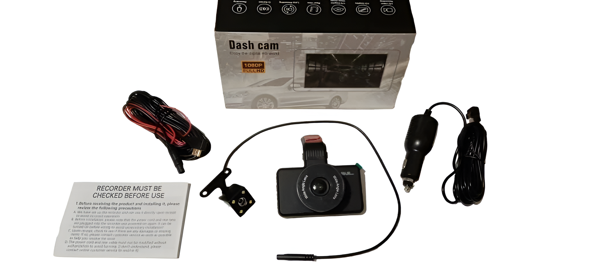 Видеорегистратор ElectroD BlackBox, Full HD, 2 камеры, угол обзора 170°, экран 3", крепление