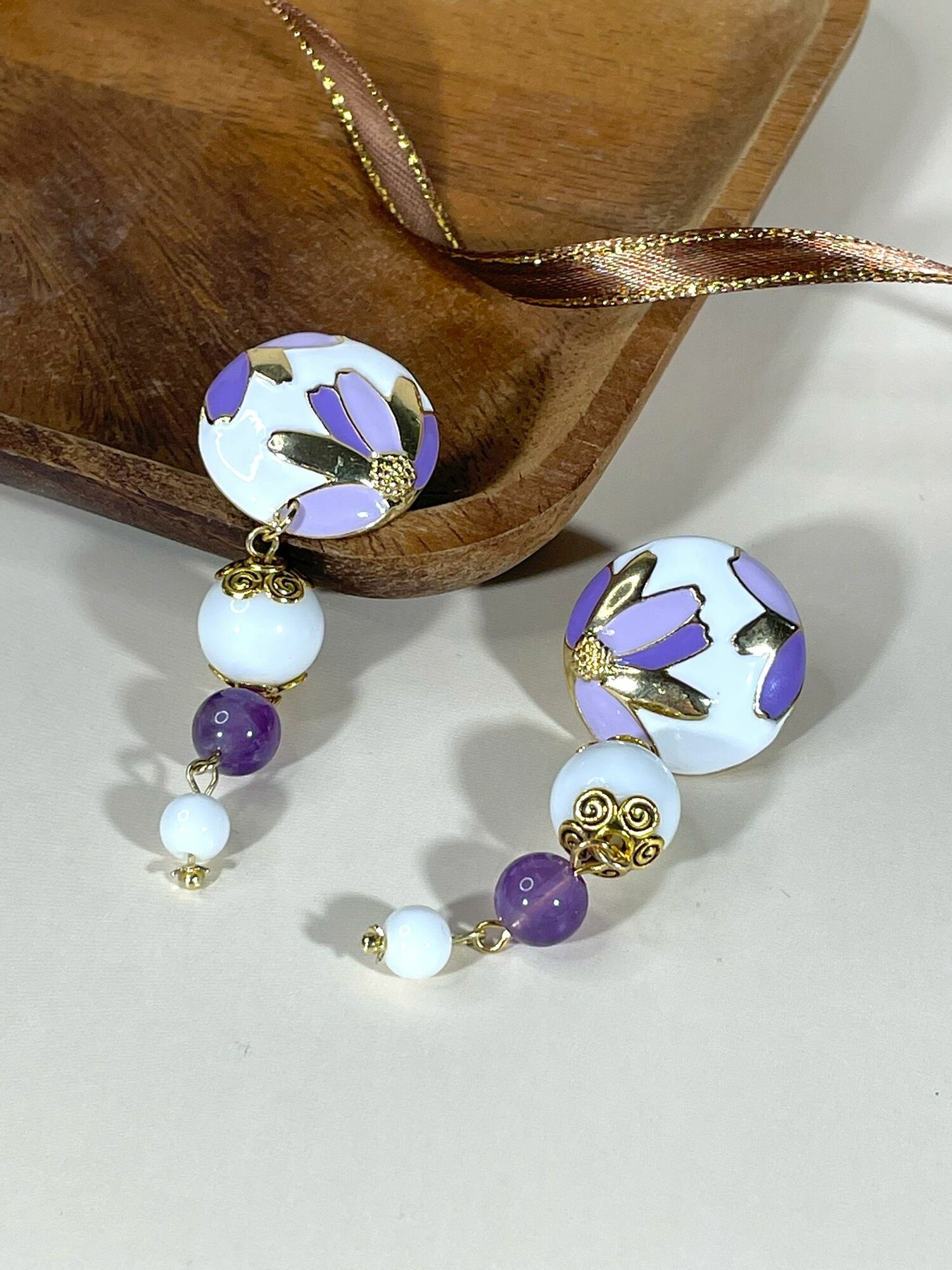 Серьги Nafael, аметист, агат